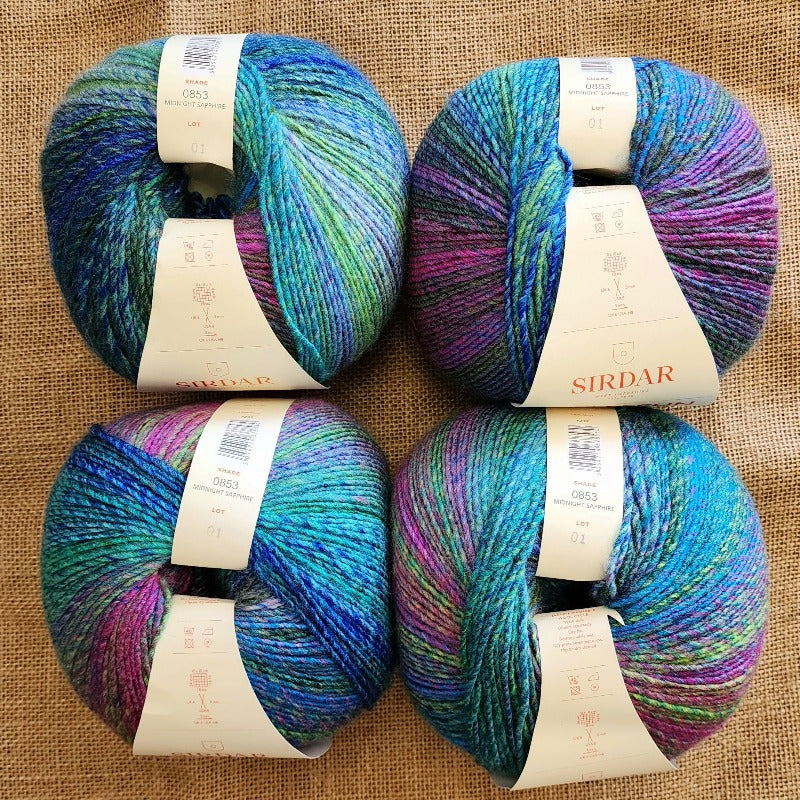 Sirdar Jewelspun Aran 200g - 853 Midnight Sapphire – True North Yarn Co.