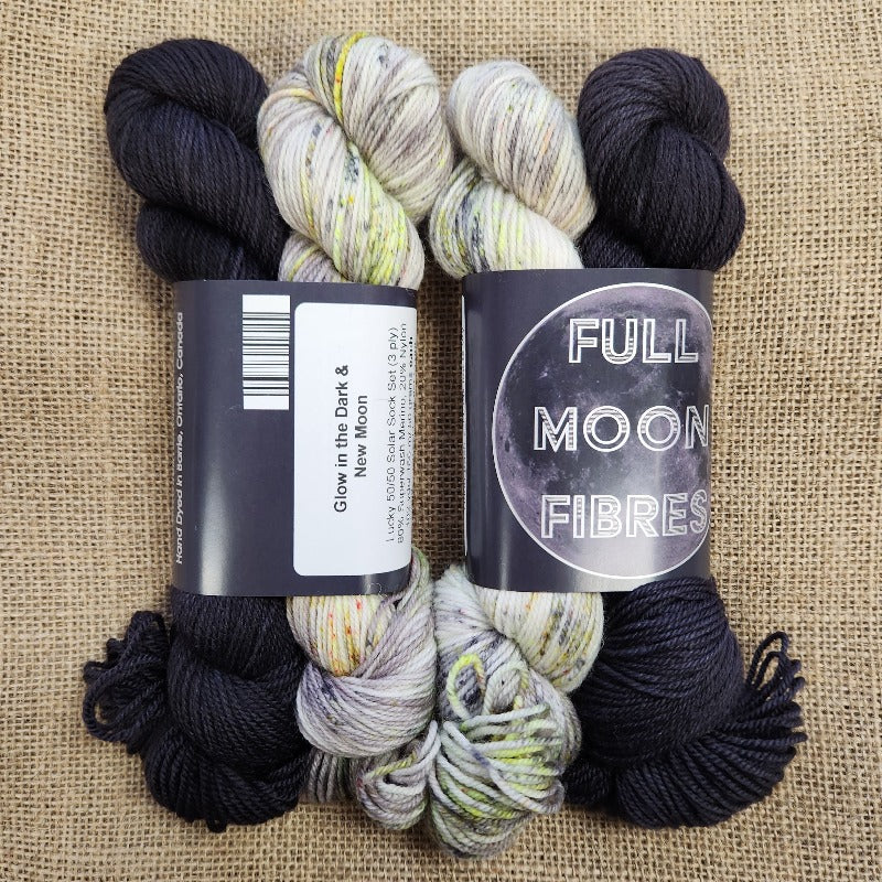 Full Moon Fibres Lucky 50/50 Sock Set - Glow in the Dark / New Moon ...