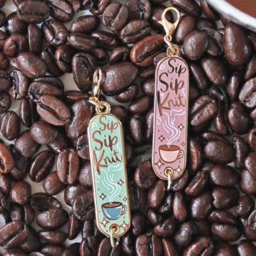 Twill & Print Progress Tab Keeper / Stitch Marker, Sip Sip Knit – True ...