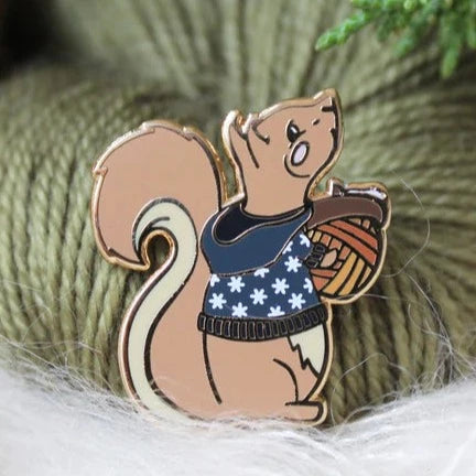 Twill & Print 'Stash Squirrel' Enamel Pin – True North Yarn Co.