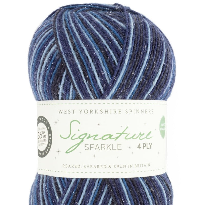 West Yorkshire Spinners Signature 4 Ply - 906 Silent Night with Sparkl ...