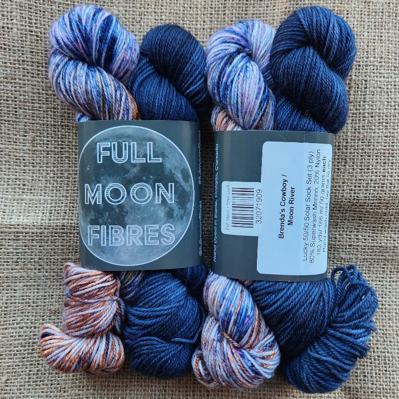 Full Moon Fibres Lucky 50/50 Sock Set - Brenda's Cowboy / Moon River ...