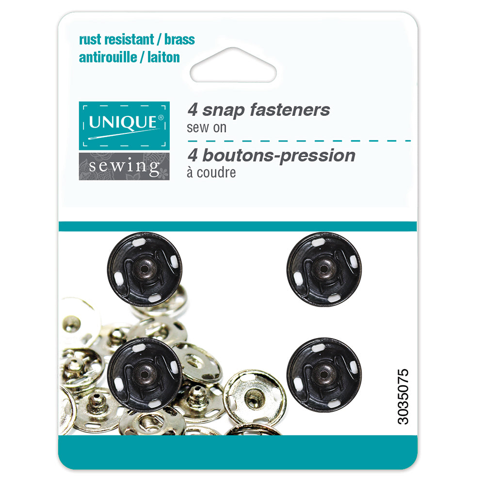 UNIQUE Sew-On Snap Fasteners - 15mm/.625", Black – True North Yarn Co.